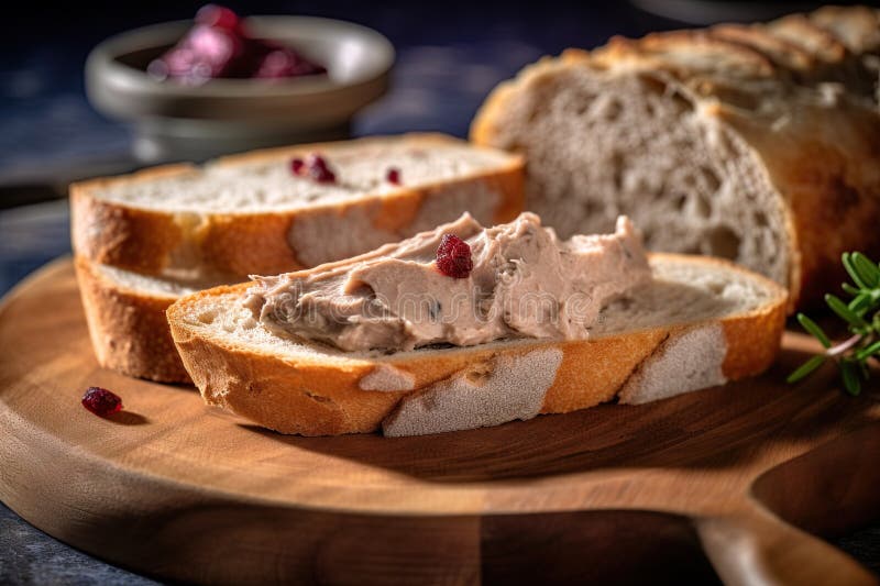 Pate on a Slice of Bread with Garnish. Generative Ai Stock Illustration ...