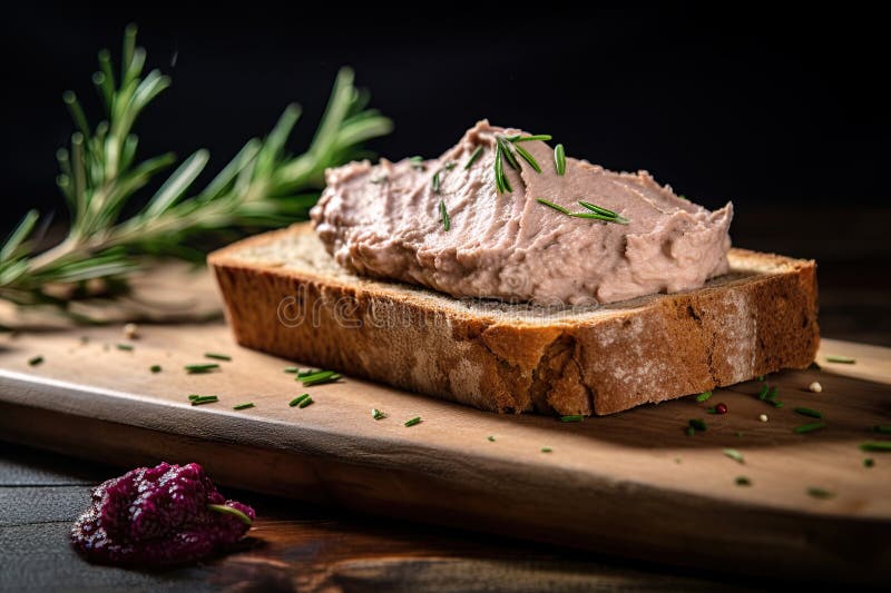 Pate on a Slice of Bread with Garnish. Generative Ai Stock Illustration ...