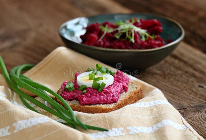 Pate Spread from Red Beetroot on Whole Grain Bread Stock Photo - Image ...