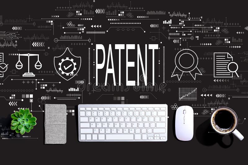 Patent Concept with a Computer Keyboard Stock Photo - Image of flatlay ...