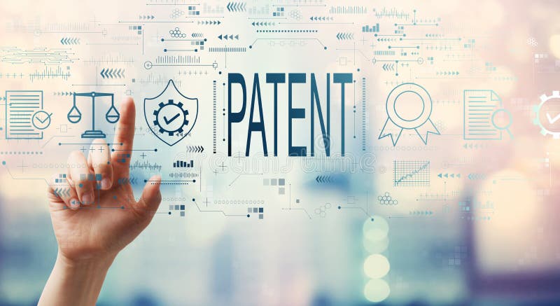 Patent Concept with Hand Pressing a Button Stock Image - Image of legal ...