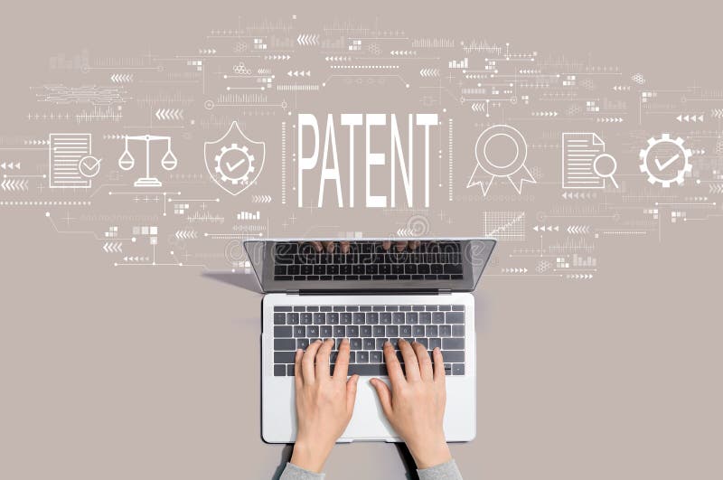 Patent Concept with Person Using Laptop Stock Photo - Image of ...