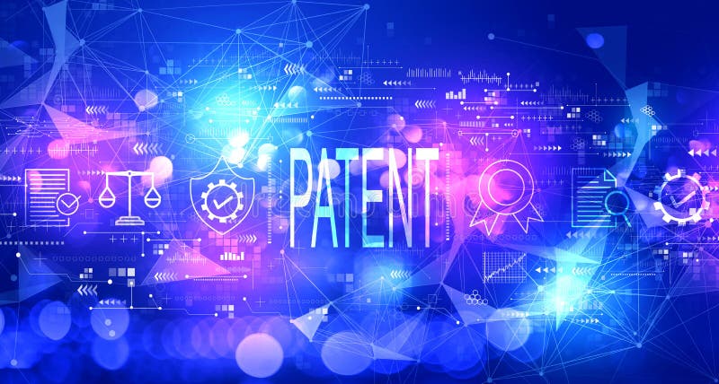 Patent Concept with Technology Light Background Stock Photo - Image of ...