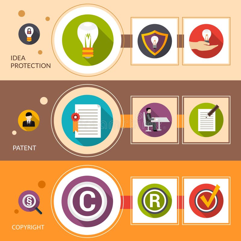Patent Idea Protection Banner Set Stock Vector - Illustration of ...