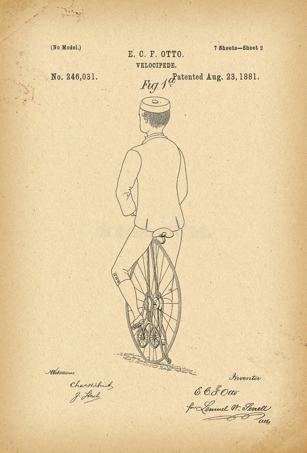 1881 Patent Velocipede Bicycle History Invention Stock Illustration ...