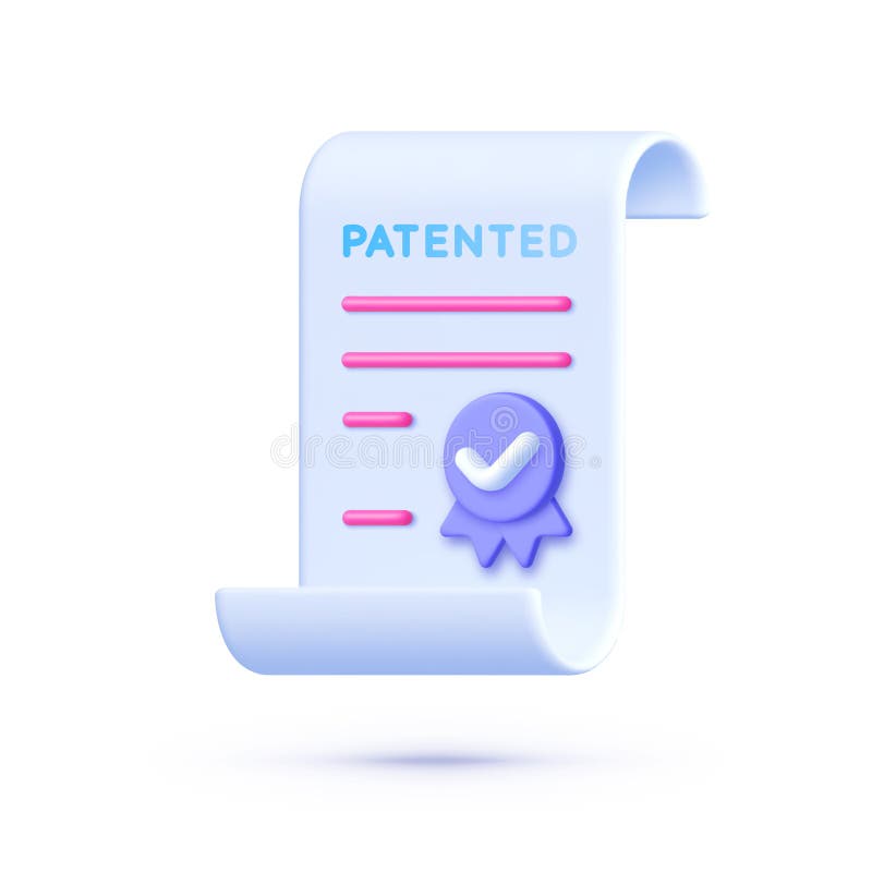 Patented Patent Document 3d Vector Illustration. 3d Certificate with ...