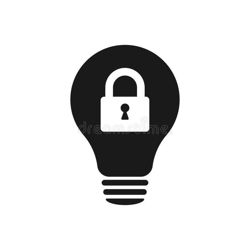 Patented Solution. a Light Bulb with a Lock. Illustration Stock ...
