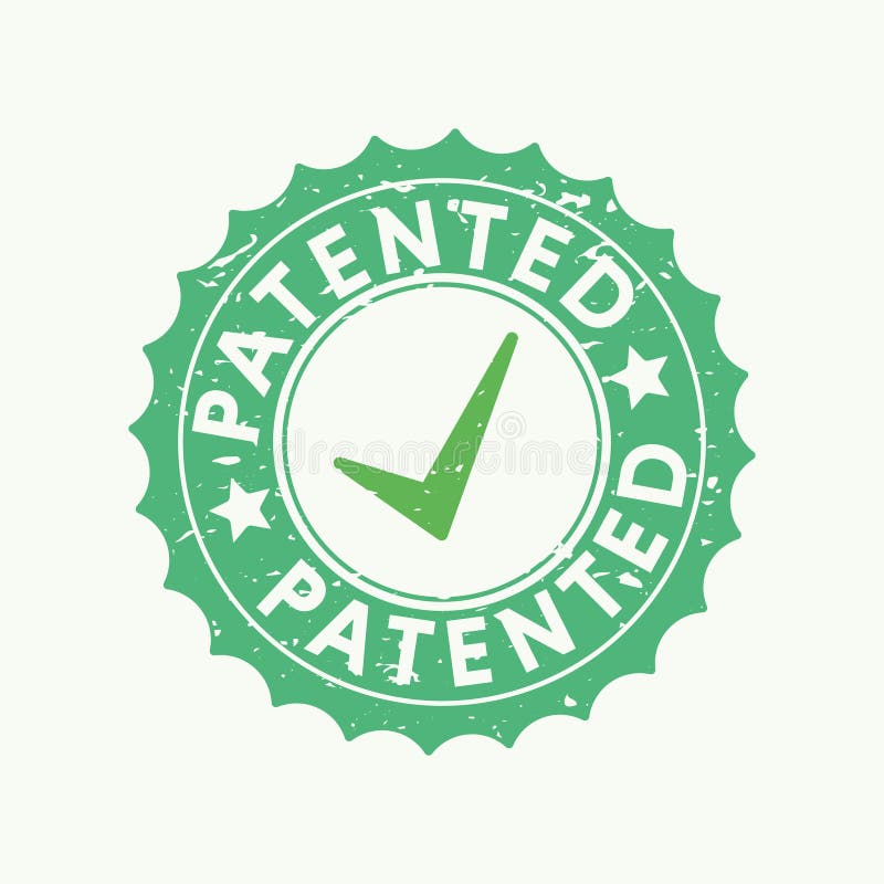 Patented Text on Round Rubber Stamp Icon Isolated on White Background ...