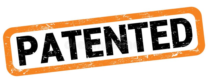 PATENTED Text Written on Orange-black Rectangle Stamp Stock ...