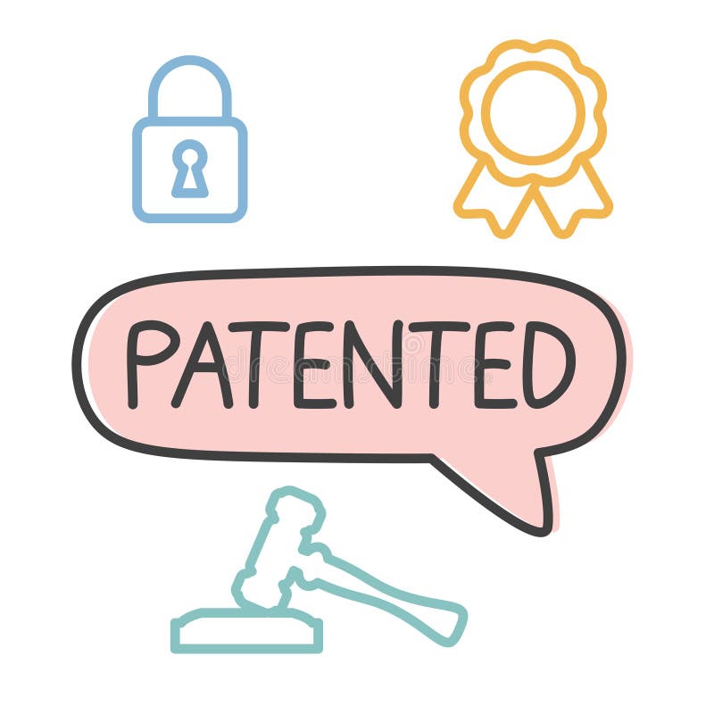 Patented word concept stock vector. Illustration of copyright - 201119351