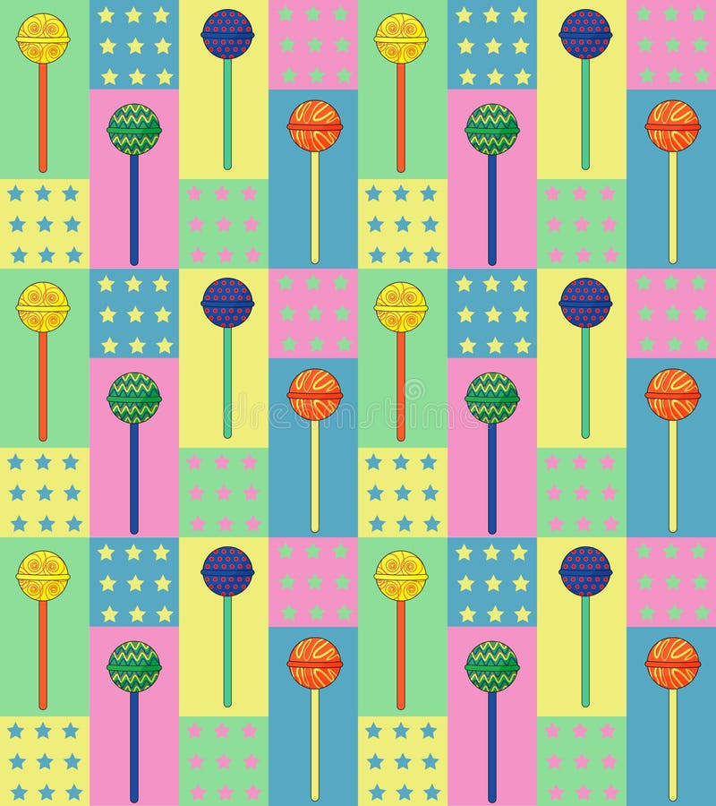 Patern with Lollipop. Vector on Square and Rectangular Blocks Stock ...
