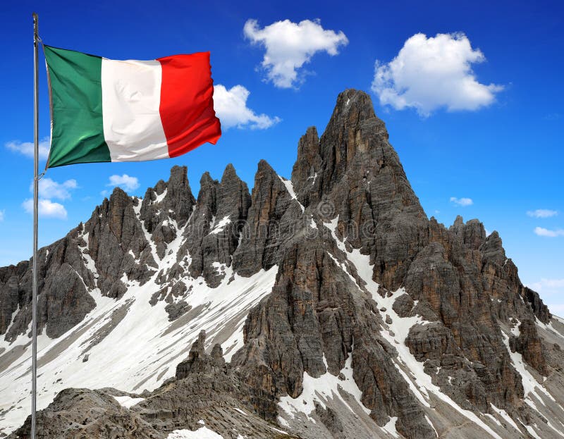 Paternkofel with Italy Flag Stock Image - Image of clouds, italy: 39268101