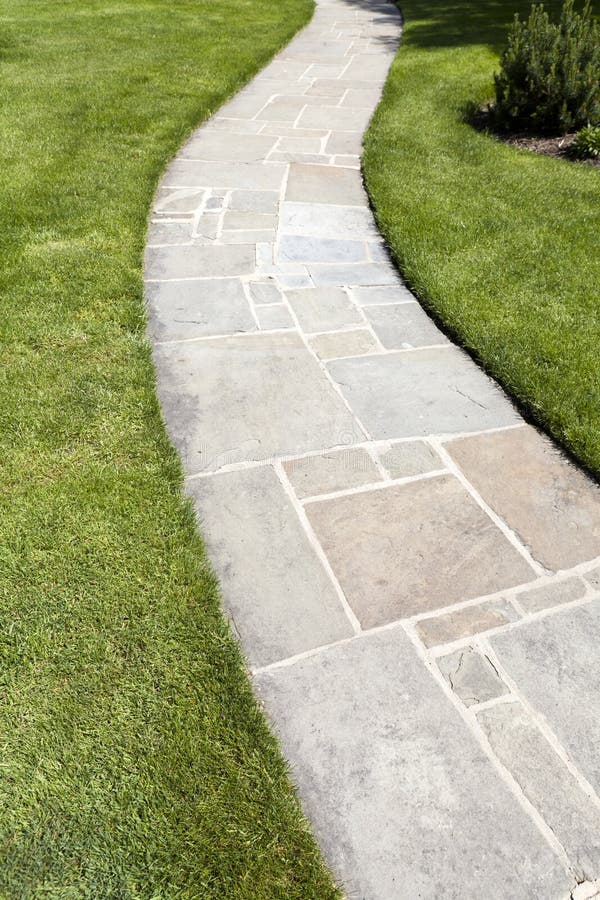 Front Yard Garden Curve Paver Path Top View Stock Photo - Image of ...