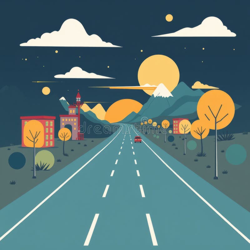 Journey Forward: Road To the Future with 2025 Vision 2025 Illustration ...