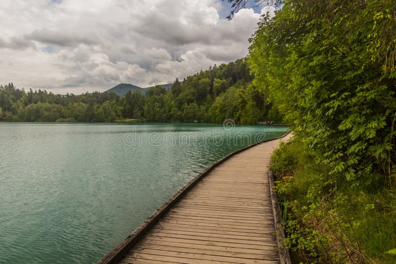 Path Along Bled Lake, Sloven Stock Image - Image of hike, promenade ...