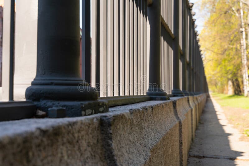 The Path Along the Cast-iron Fence on a Granite Stand Stock Image ...