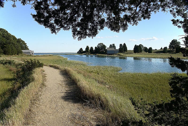 Path along ocean inlet stock image. Image of grass, saltwater - 1621115