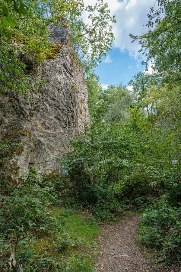 Path Along a Rock Wall of the Stenzelberg. Stock Photo - Image of ...