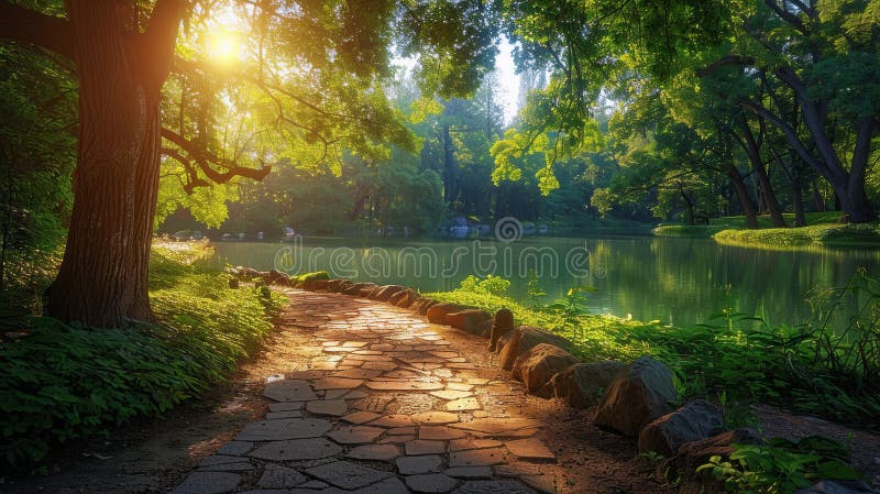 Path Alongside Waterway stock image. Image of walkway - 314158701
