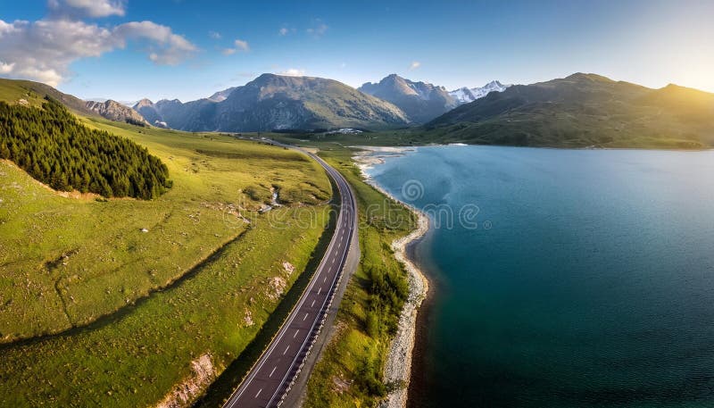 Path around the lake stock illustration. Illustration of tourism ...