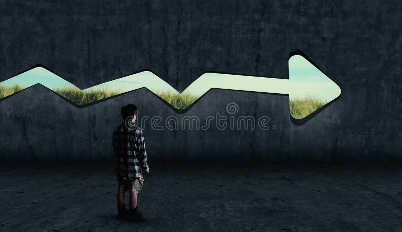 Man Looking Arrow and Path Arrow Stock Image - Image of hole, career ...