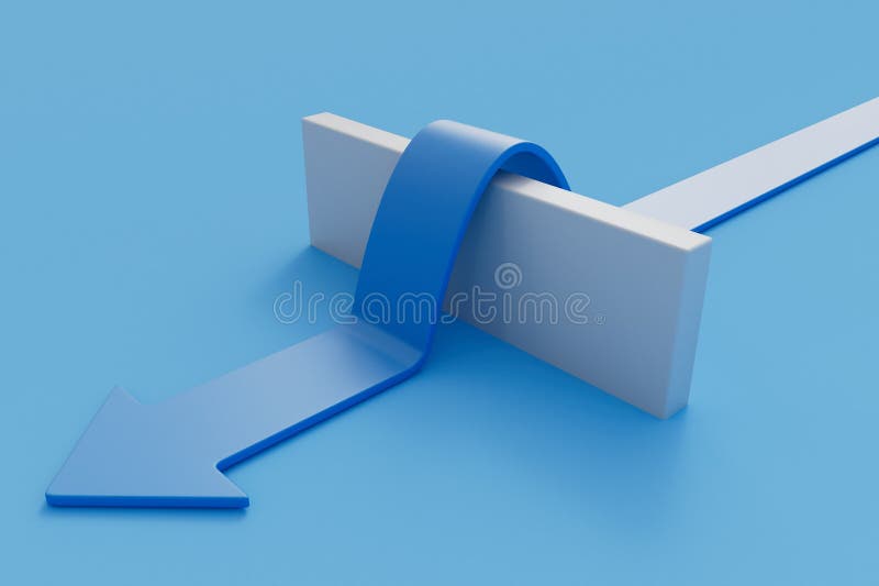 Path of an Arrow Over a Wall Obstacle. Overcoming a Business Barrier or ...