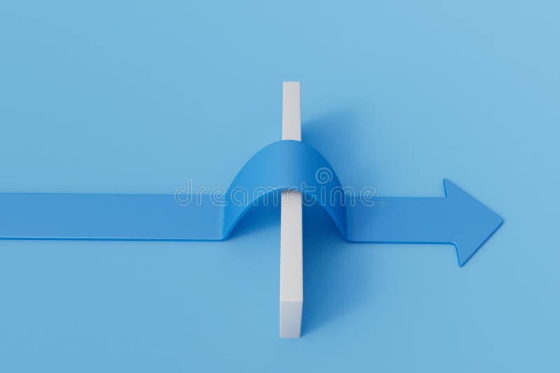 Path of an Arrow Over a Wall Obstacle. Overcoming a Business Barrier or ...