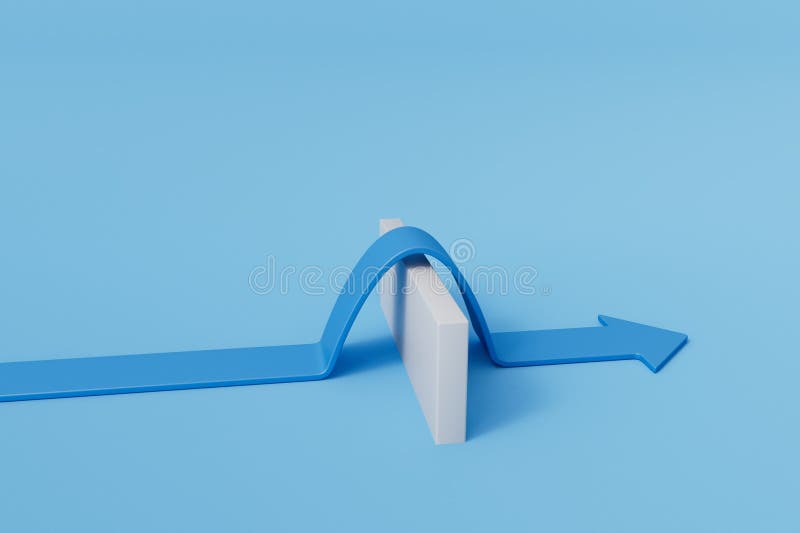 Path of an Arrow Over a Wall Obstacle. Overcoming a Business Barrier or ...