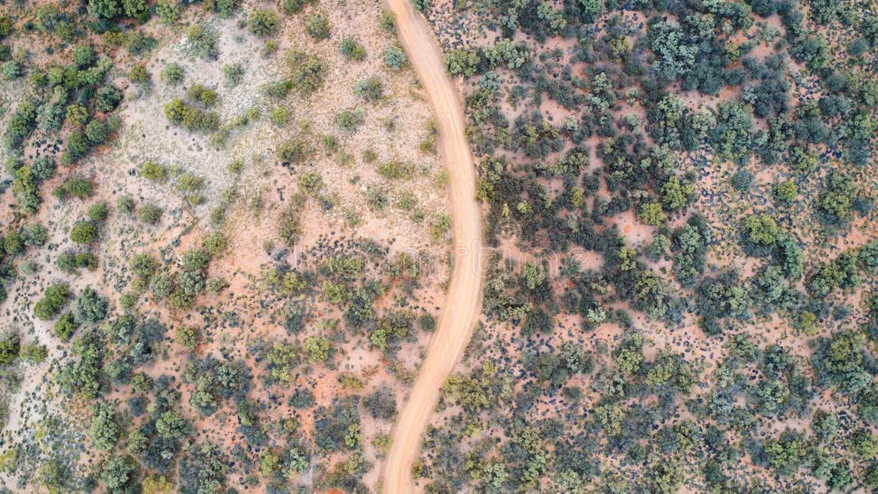 A Path through the Australian Outback, Seen from Above Stock Photo ...