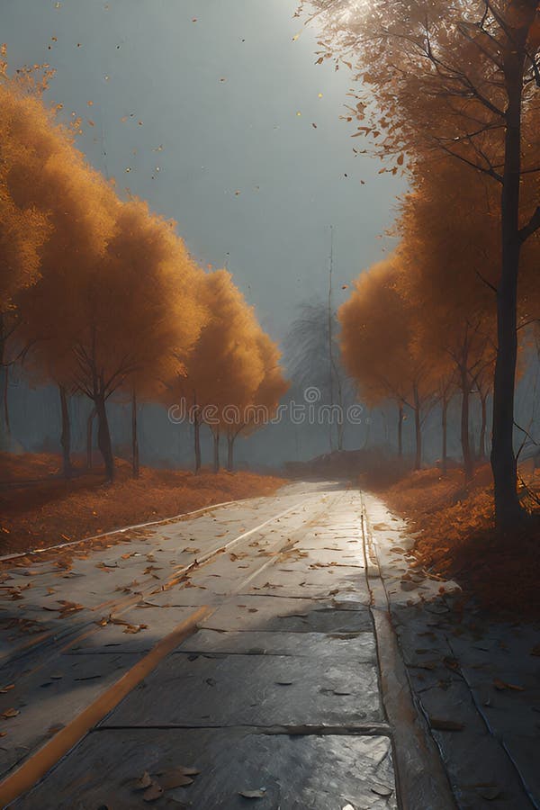 Path through the Autumn Forest. Detailed Drawing Stock Illustration ... Path through the Autumn Forest. Detailed Drawing Stock Illustration ...