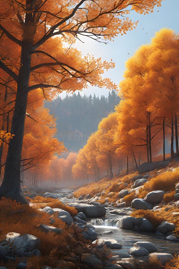 Path through the Autumn Forest. Detailed Drawing Stock Illustration ...