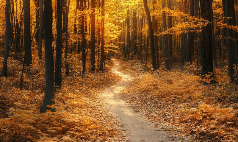 Path through the Autumn Forest, Nature Landscape Stock Photo - Image of ...