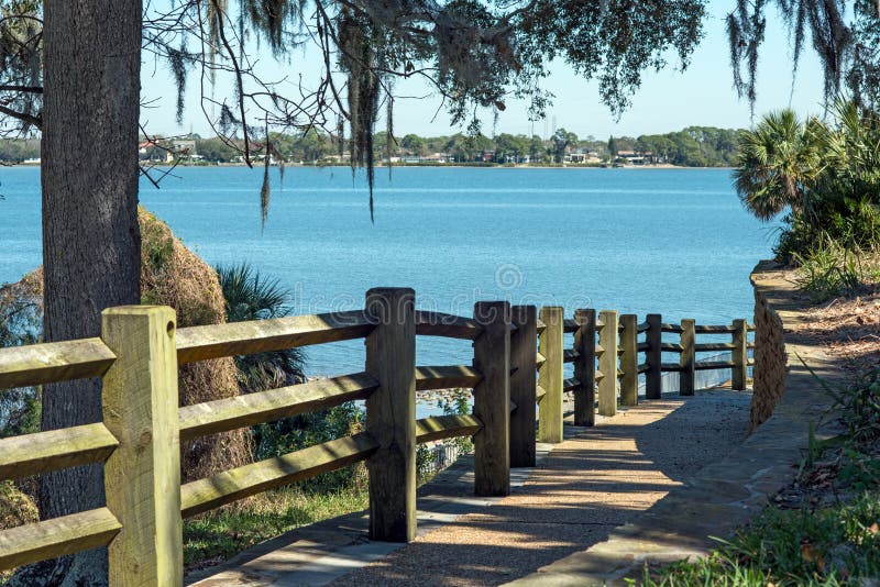 Path by the Bay stock image. Image of park, tree, tropical - 67758819