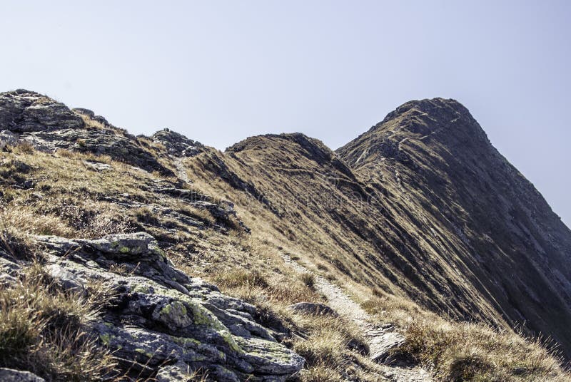 Path Beautiful Mountain Setting Surrounded by Huge Hills Stock Photo ...