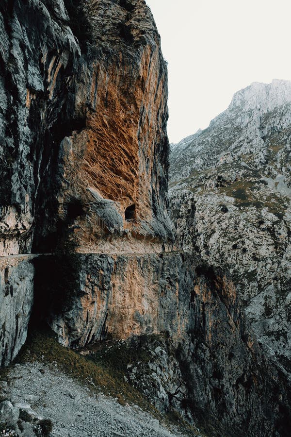 Path in the Border of the Cliff of the Rocky Mountain with Copy Space ...