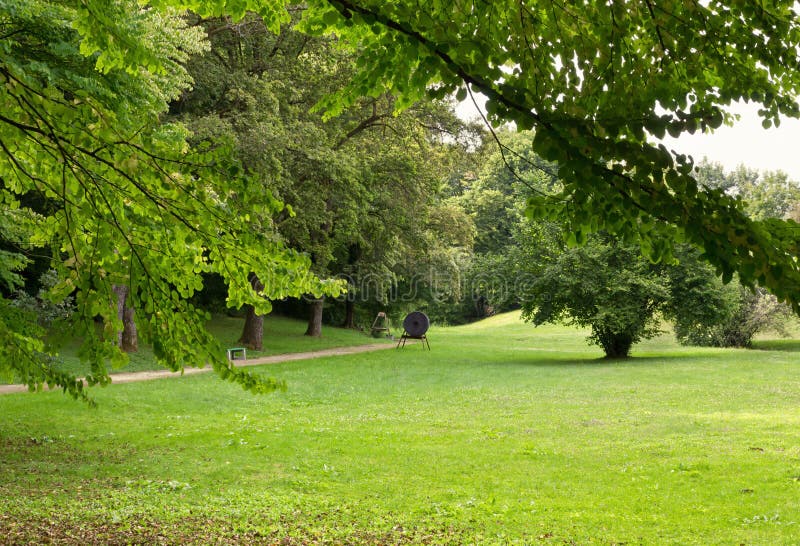 Path at the Boundary of a Wood in a Park Stock Photo - Image of walk ...