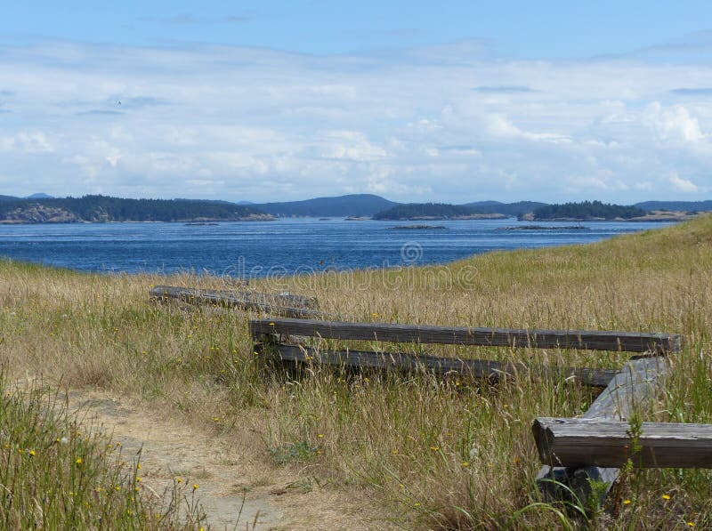 Path at Cattle Point, San Juan Island Stock Image - Image of fence ...