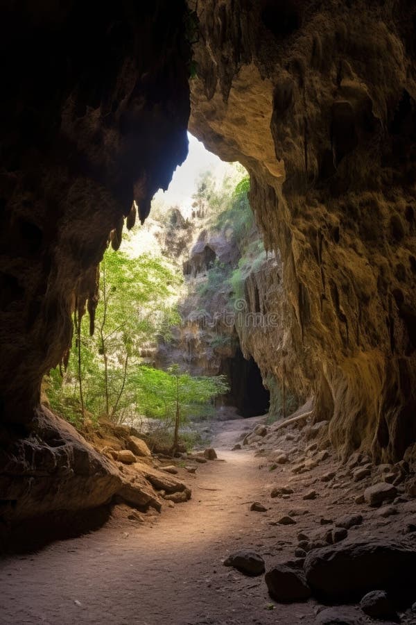 A path through a cave stock illustration. Illustration of cave - 289902348