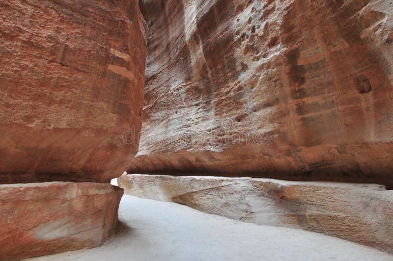 The Path between Cliffs in Petra, Jordan Stock Image - Image of scenery ...