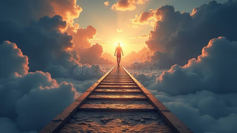 Path into the Clouds Sky, Heaven Concept Stock Image - Image of success ...