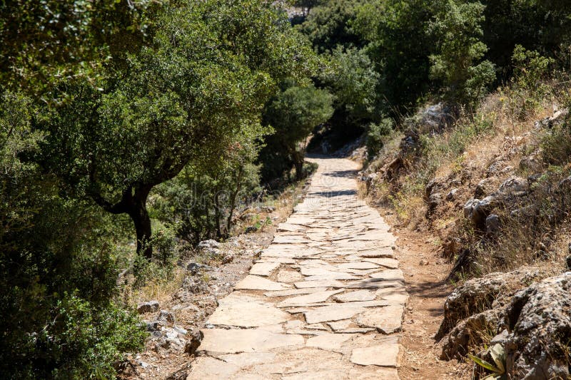 Old Path from Coarse Stone Slabs, Crete Stock Image - Image of cement ...