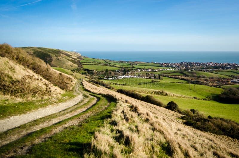 Path from Corfe Castle To Swanage Stock Photo - Image of coast, blue ...