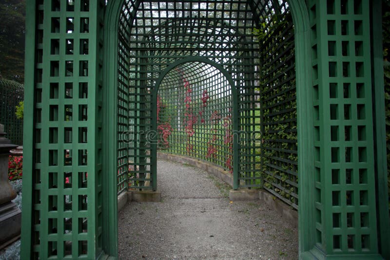 Path Covered with Panels for Roses in a Park. Stock Image - Image of ...