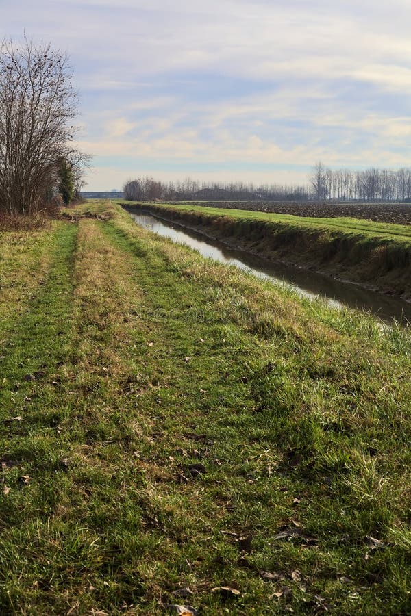 Path between Cultivated Fields and Bordered by Streams of Water in the ...