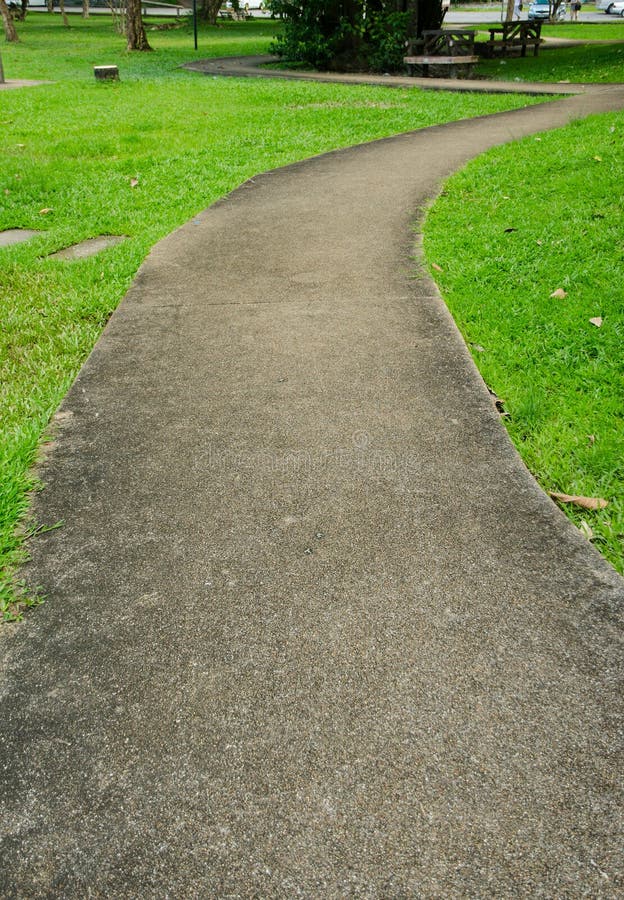 Path Curving through Lawn in Park Stock Photo - Image of landscaper ...