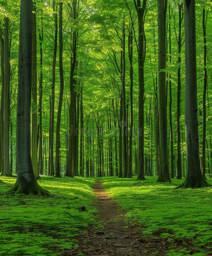 Path Cutting through Lush Green Forest Stock Illustration ...