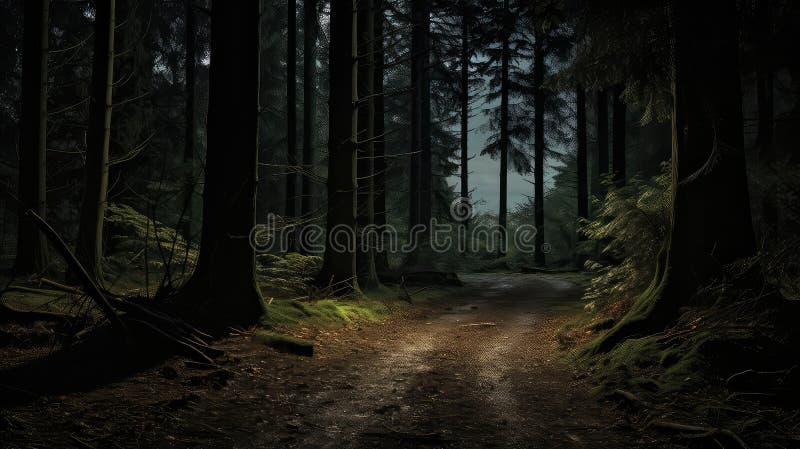 Path Dark Forest Night Moon Stock Photo - Image of night, winds: 318029344