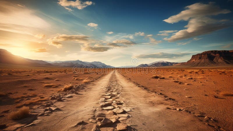 Desert Path of Determination Stock Illustration - Illustration of rock ...