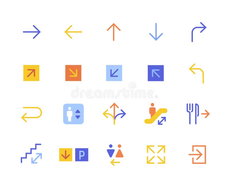 Path Direction Vector Color Icons Set Stock Vector - Illustration of ...