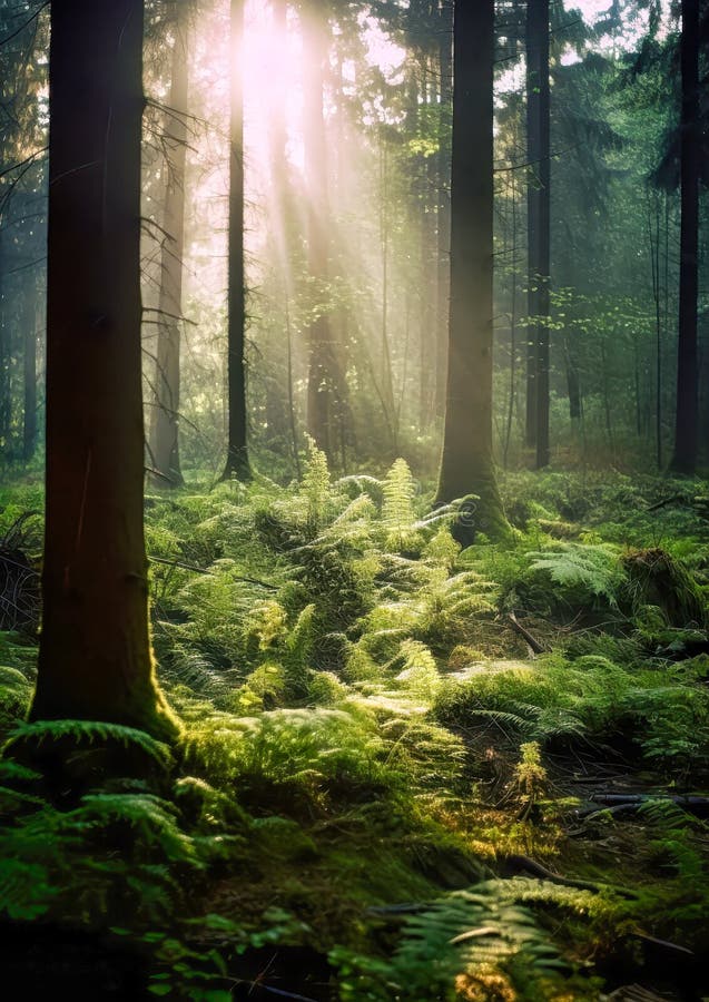 A Path through the Enchanted Morning Forest Stock Image - Image of ...